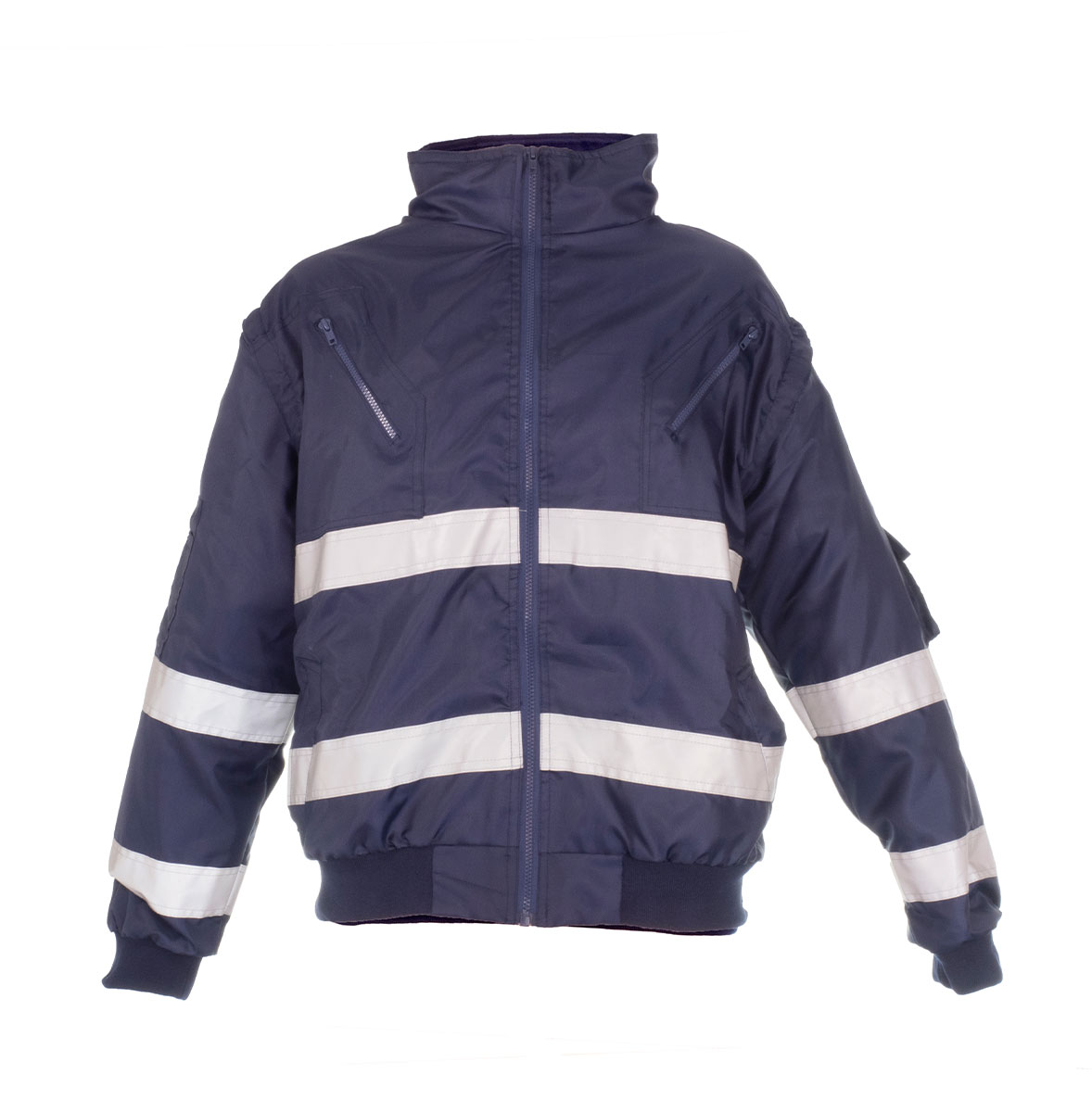 Hi-Viz Reflective Bunny/Bomber Jacket c/w Zip-Off Sleeves